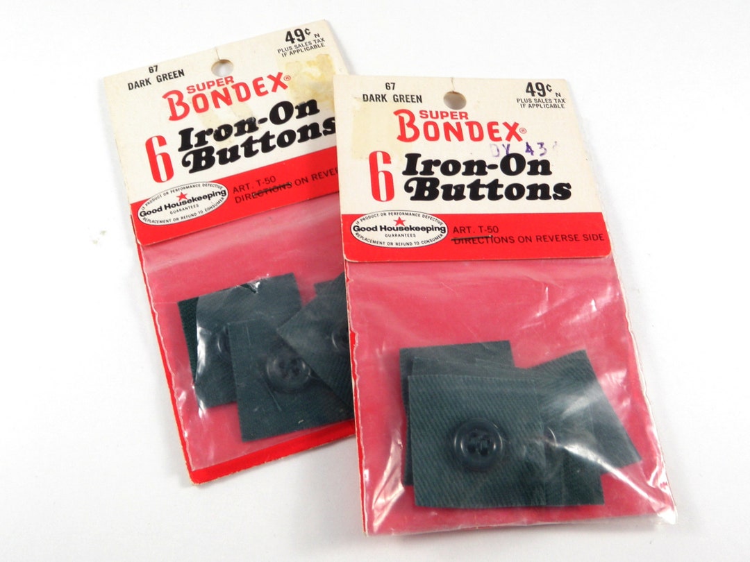 Buttons No Sew Iron on Bondex Mending Patch Retro Vintage Sewing Supply ...