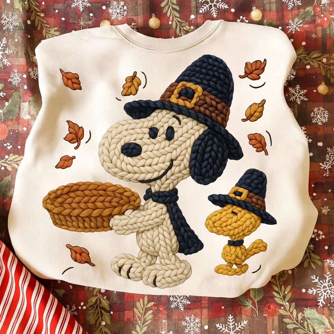 Snoopy Thanksgiving Png, Yarn Peanuts Fall Crewneck, Cute Woodstock ...