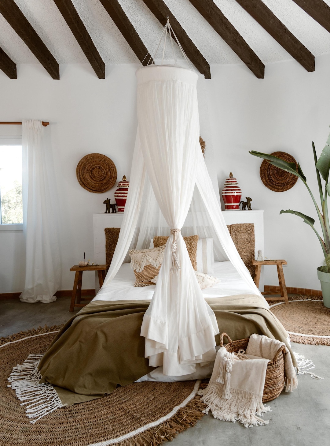 Handmade Round Cotton Mosquito Fro Queen Size Bed or Smaller Beds ...