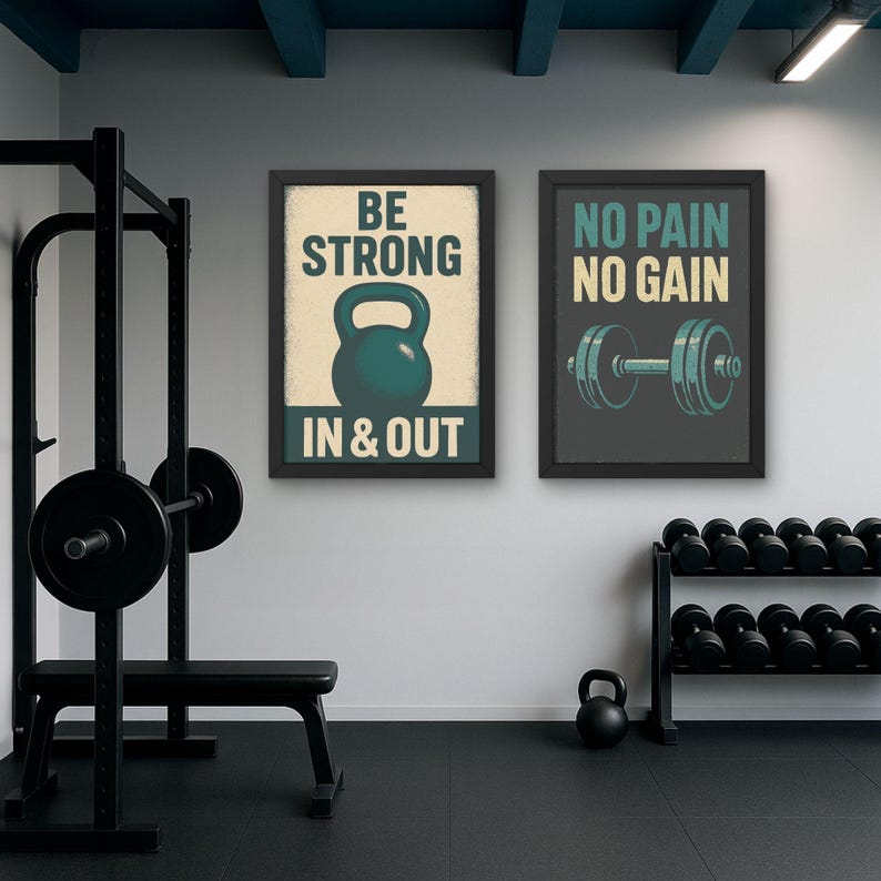 Gym Motivational Wall Art Bundle 10 | Mosaic Texture Fitness Posters ...