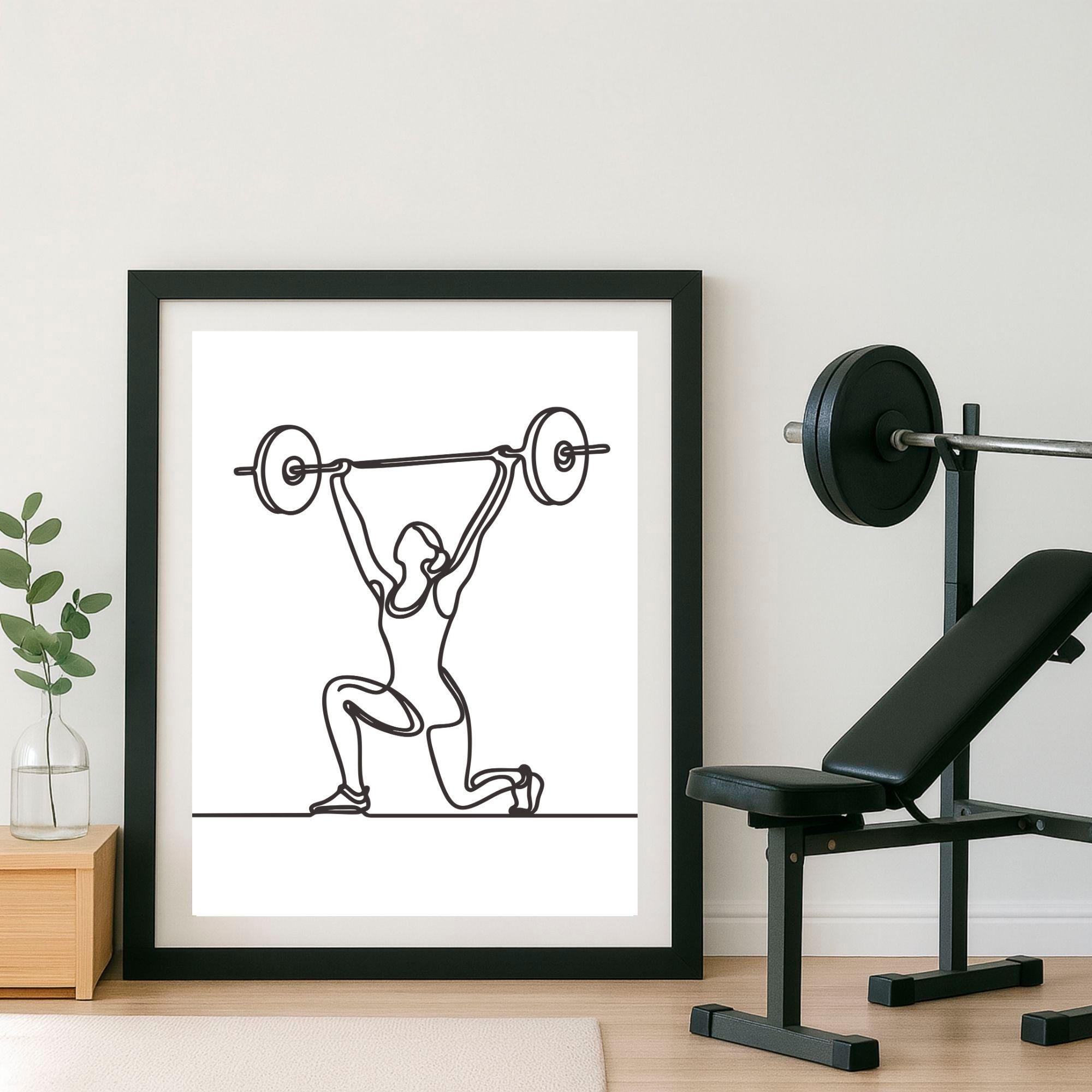 Minimal Line Art Gym Wall Art Bundle 10 | Fitness Digital Posters Set ...