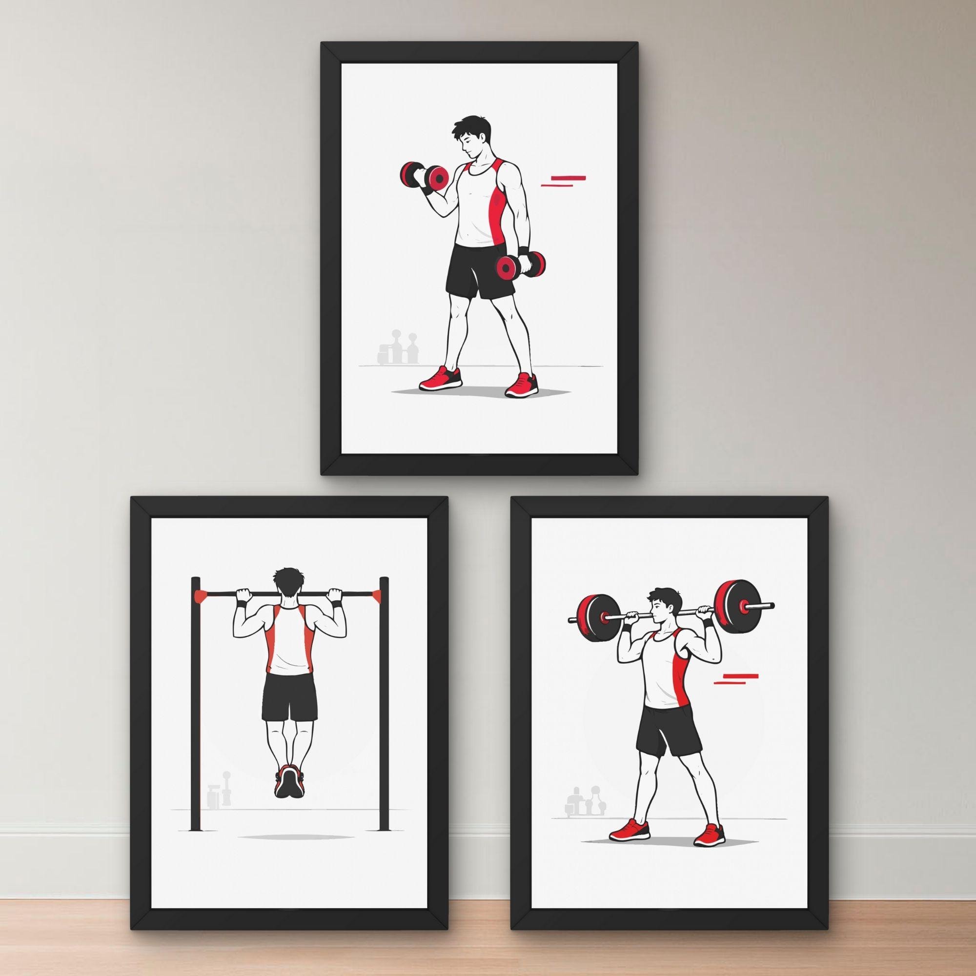 Minimal Gym Workout Canvas Prints, Modern Fitness Wall Decor Set - Etsy