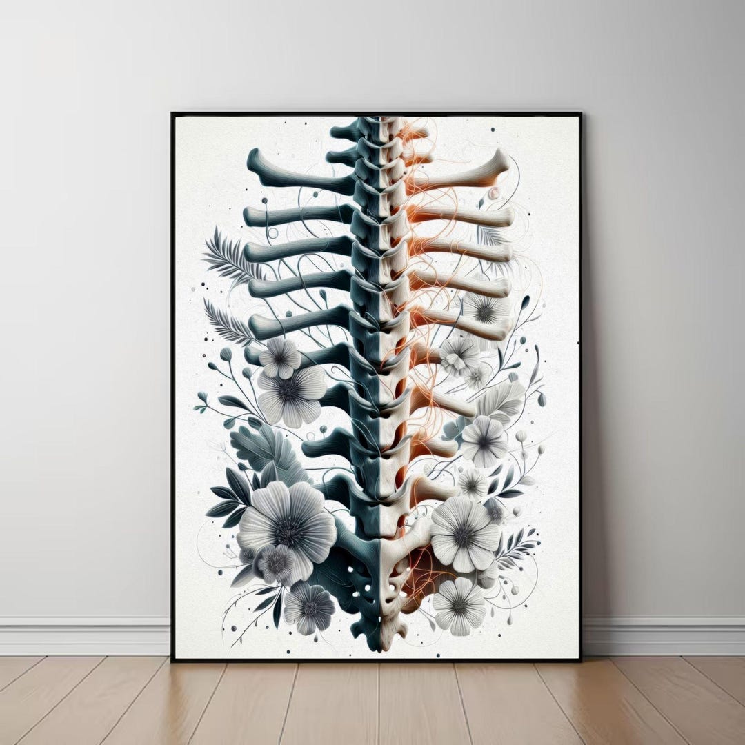 Floral Spine Anatomy Art Print, Medical Office Decor (digital Download ...