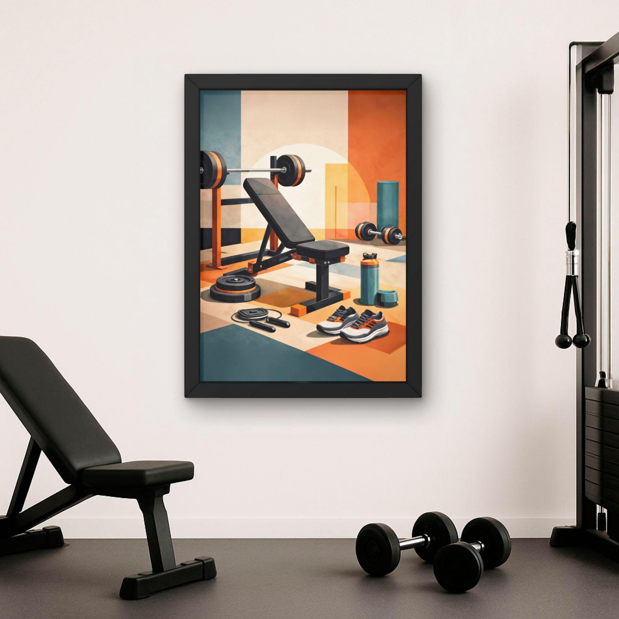 Boho Gym Equipment Wall Art Set, Modern Fitness Canvas Prints, Home ...