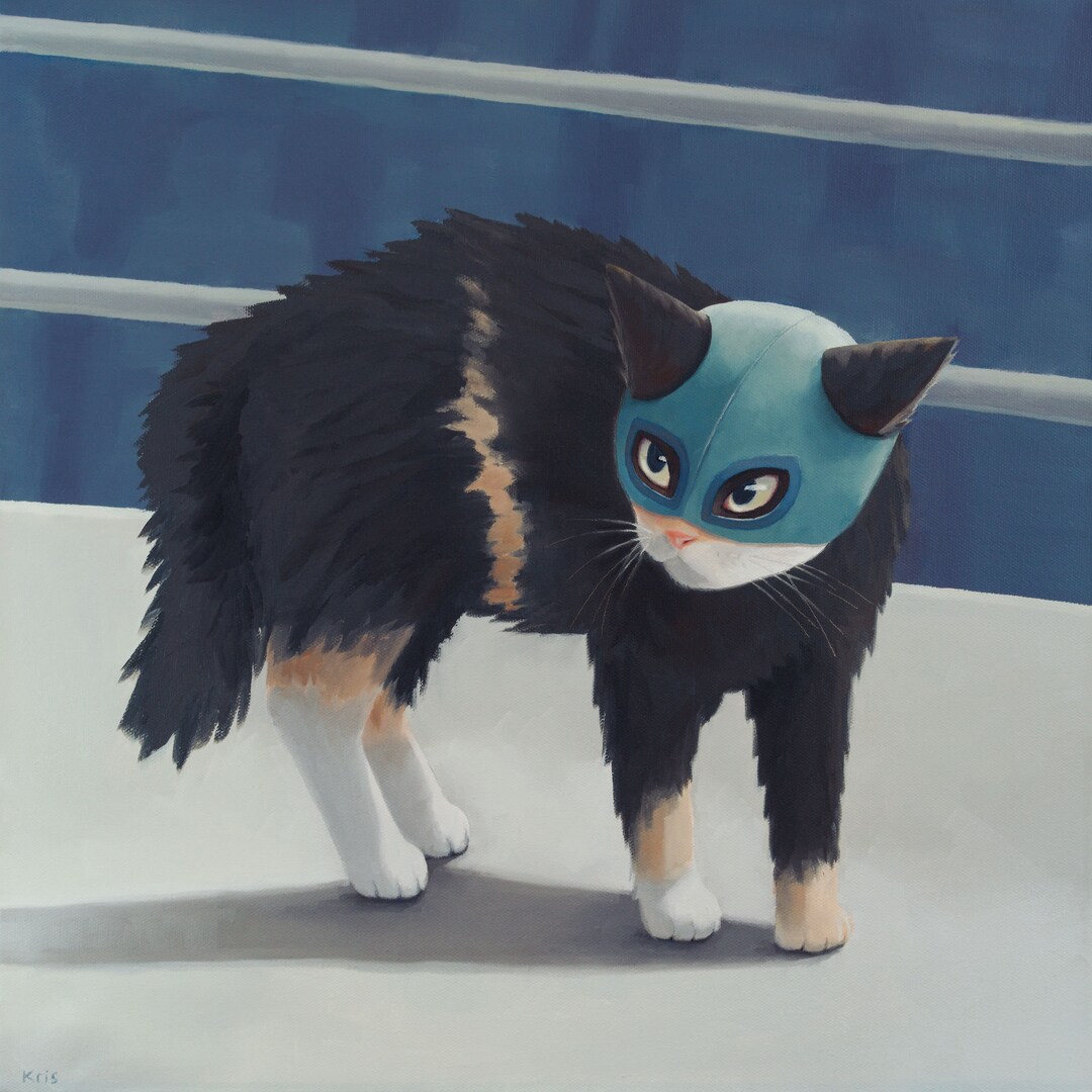 Luchador Cat the Challenger. Print of an Original Oil Painting - Etsy