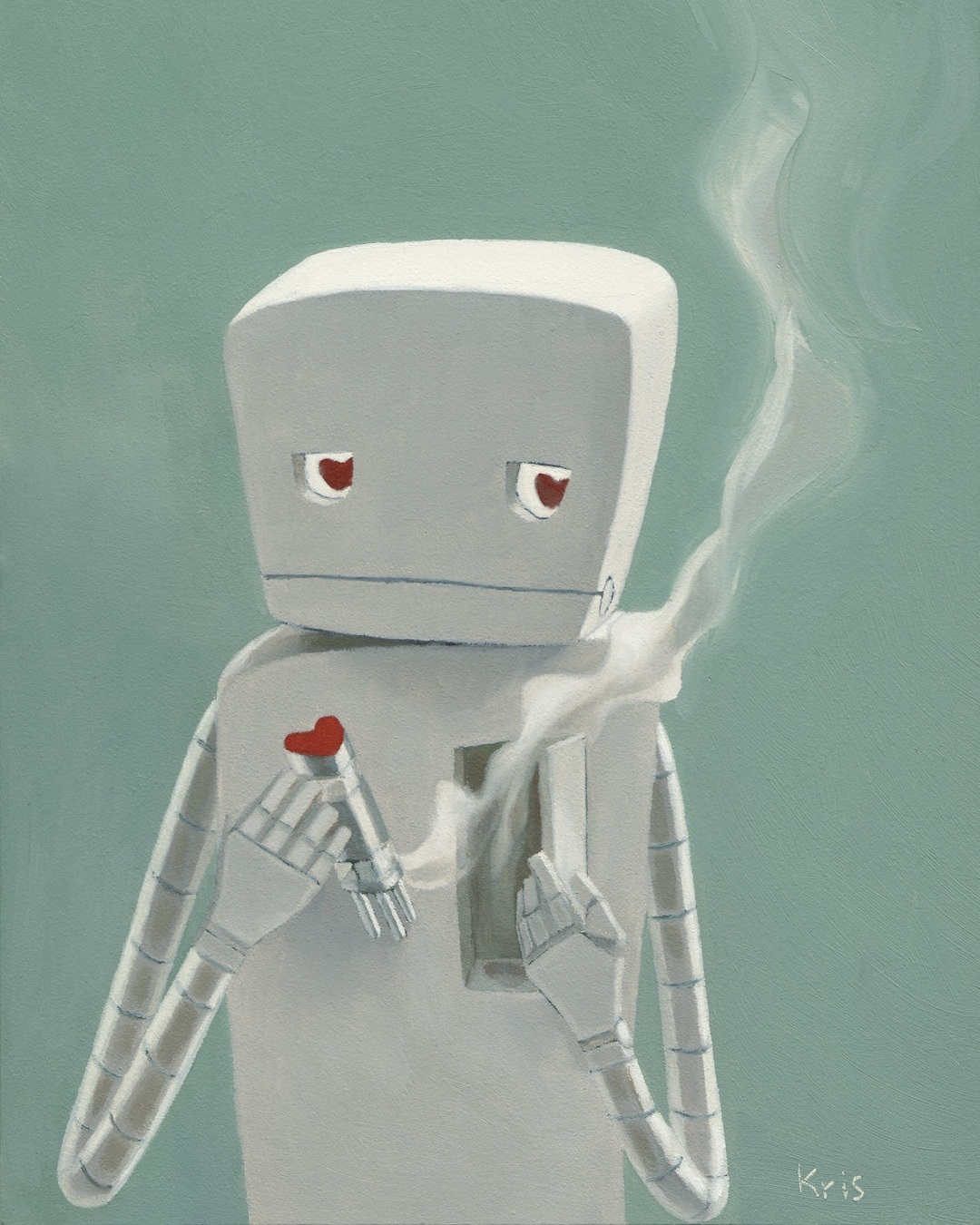 Robot in Love - Blown Fuse - Print of an Original Oil Painting - Etsy