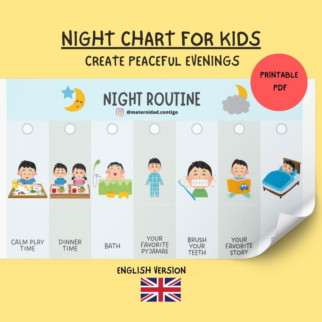 Bedtime Routine for Kids | Visual Schedule Printable | Toddler Night ...