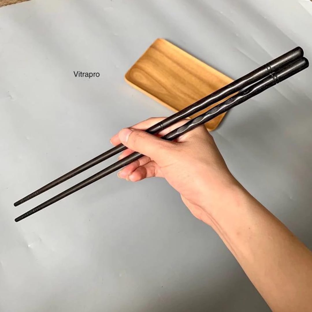 Long Wooden Cooking Chopsticks 32cm, Handmade Natural Wood Stir Fry ...