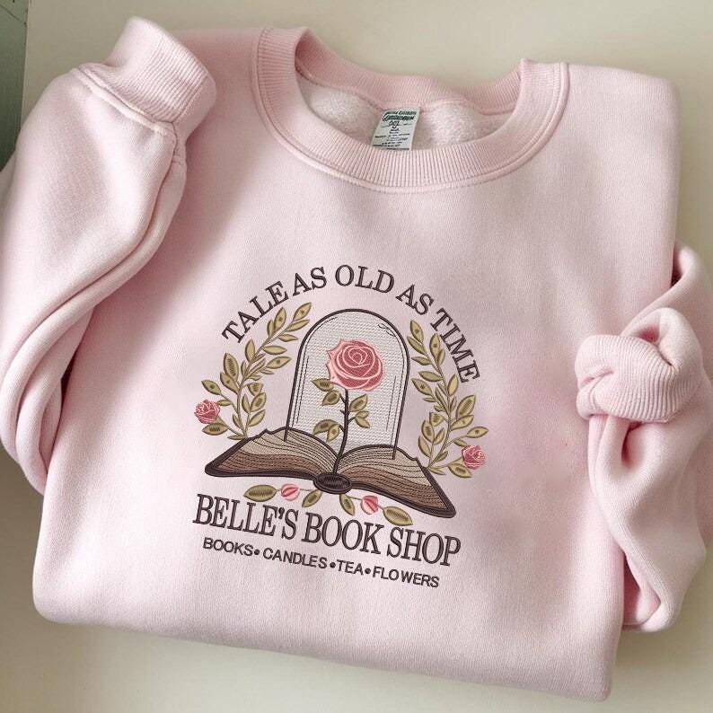 Tale as Old as Time Embroidery Design, Cozy Bookshop Rose Stitch File ...