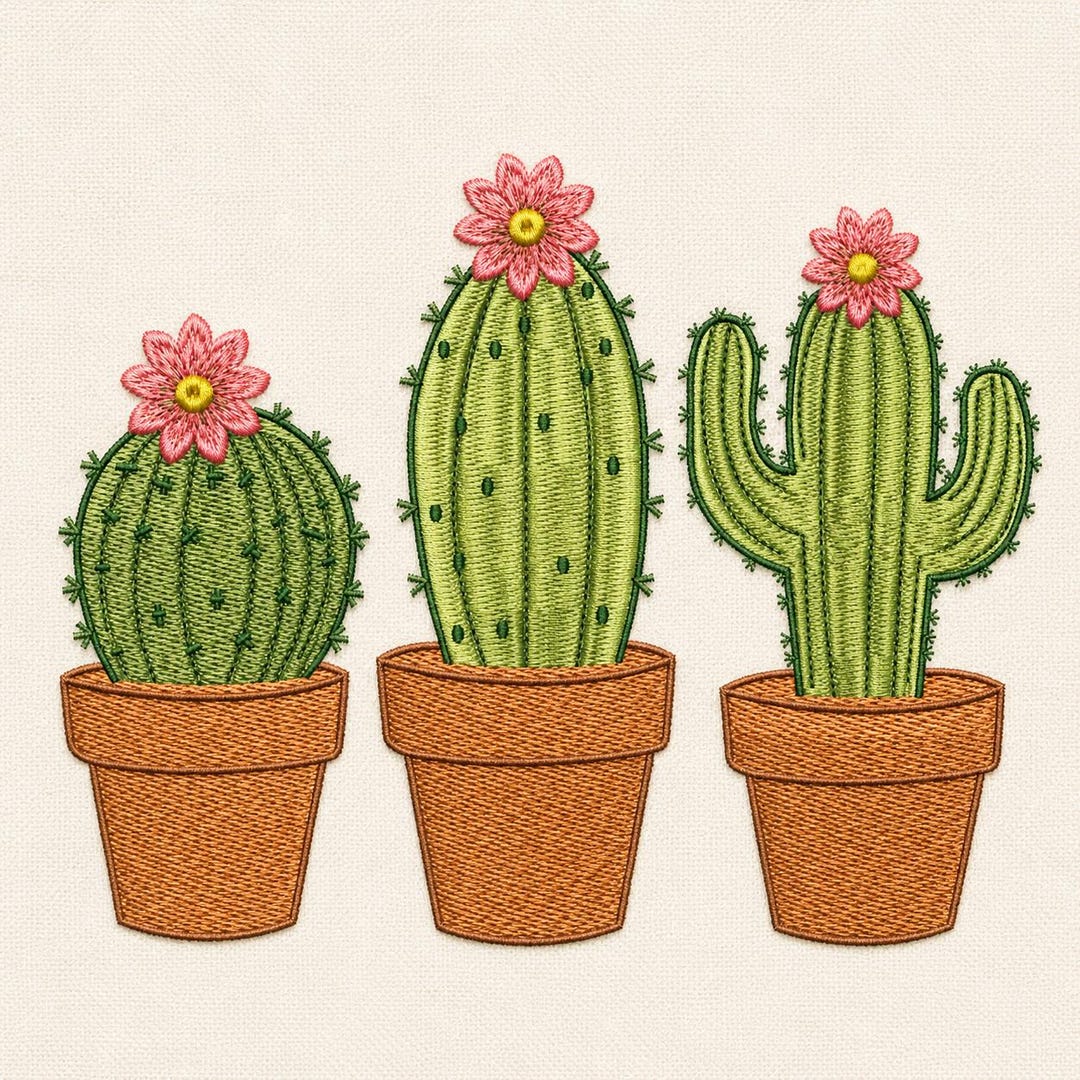 Flowering Cactus Embroidery Design Bundle, Succulent Plant Machine ...