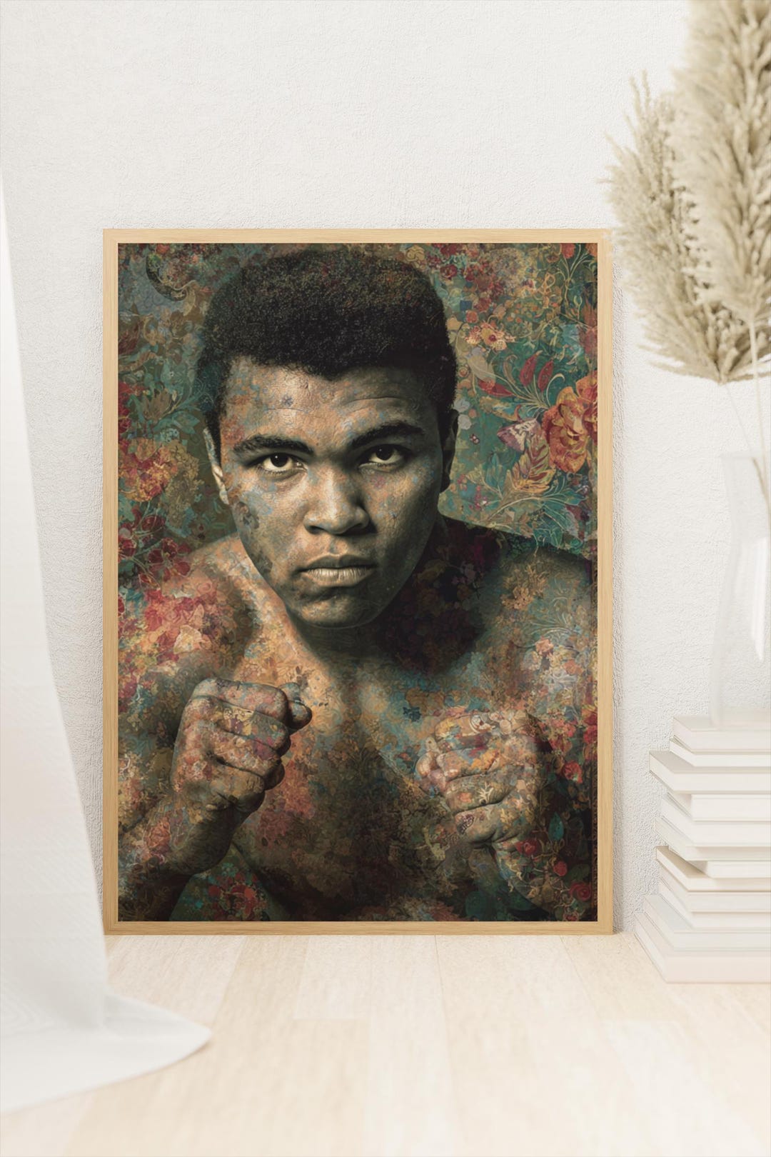 Muhammad Ali Wall Art, Textured Boxing Legend Portrait, Moody Vintage ...