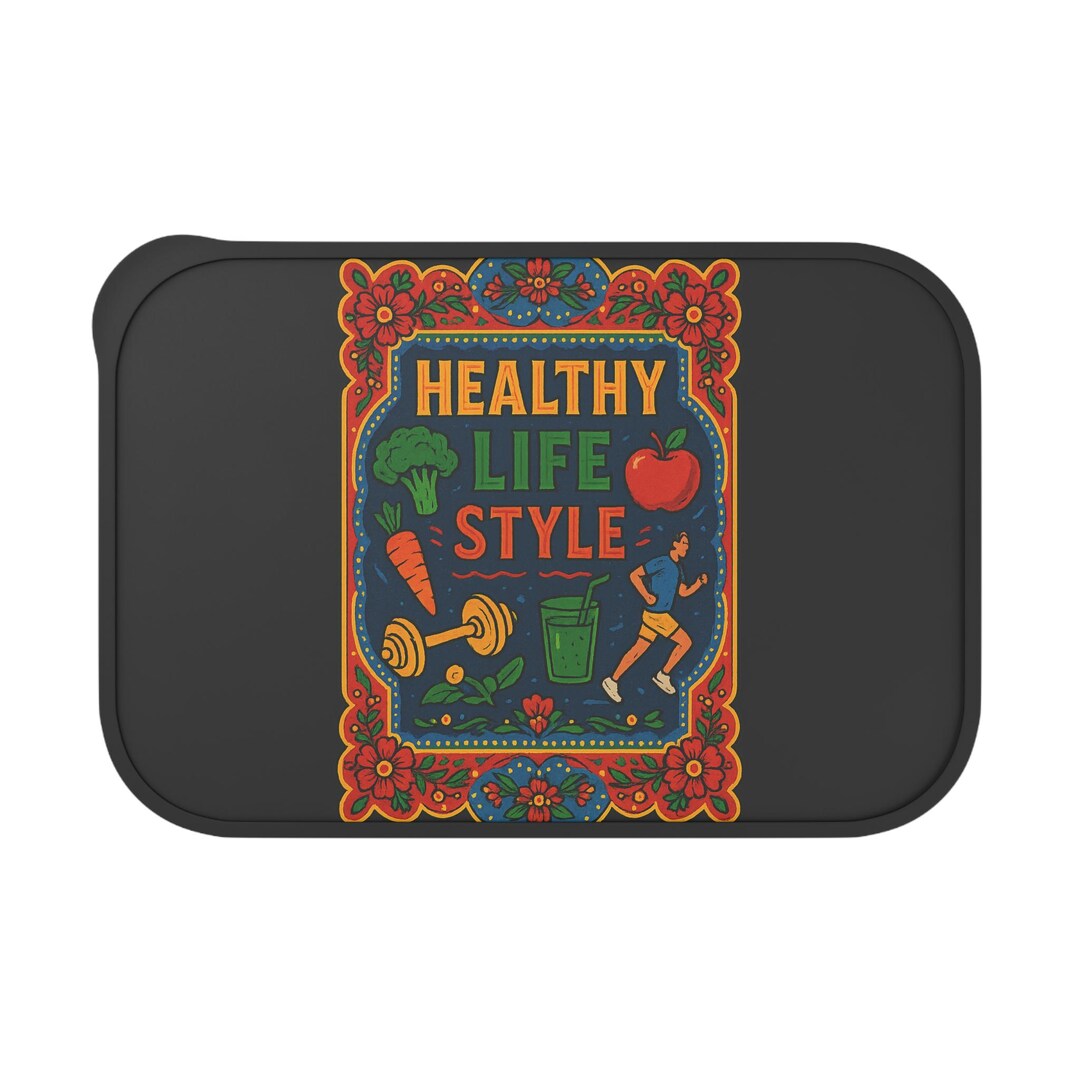 Healthy Lifestyle Illustration Bento Box | PLA Lunch Box With Utensils ...