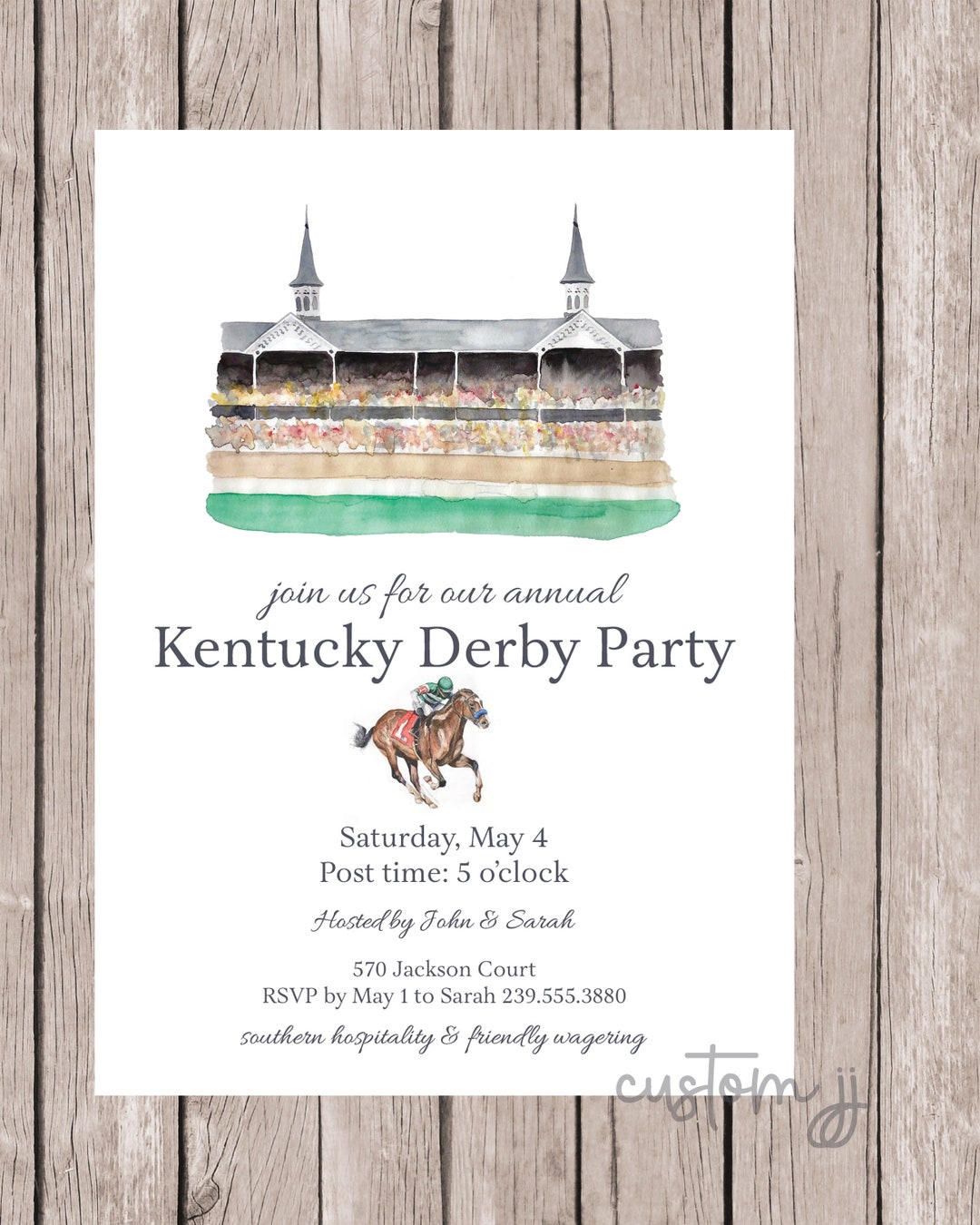 Kentucky Derby Party Invitation, Personalized and Printable, 5x7 - Etsy