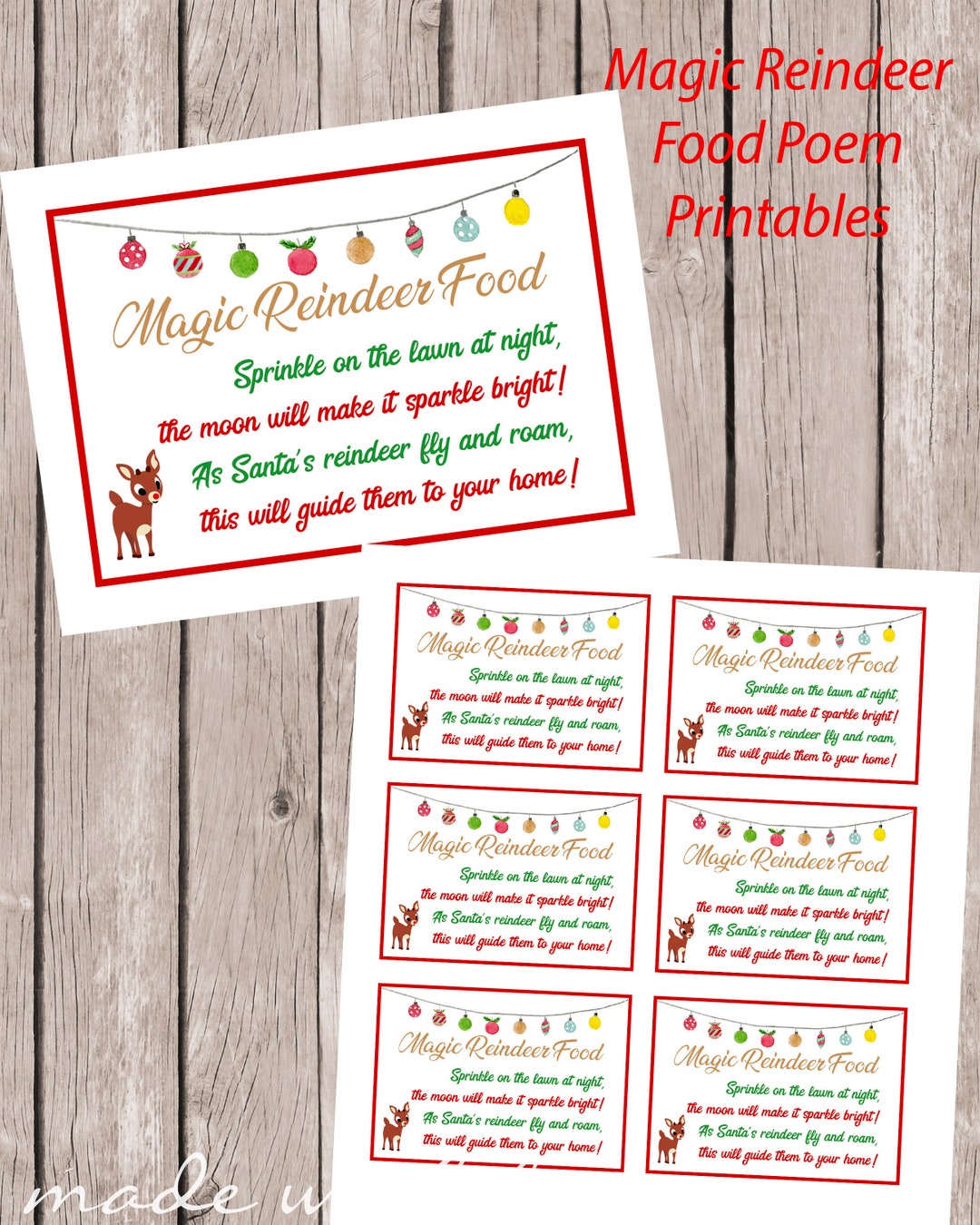 Reindeer Food Poem Printable Digital Download - Etsy