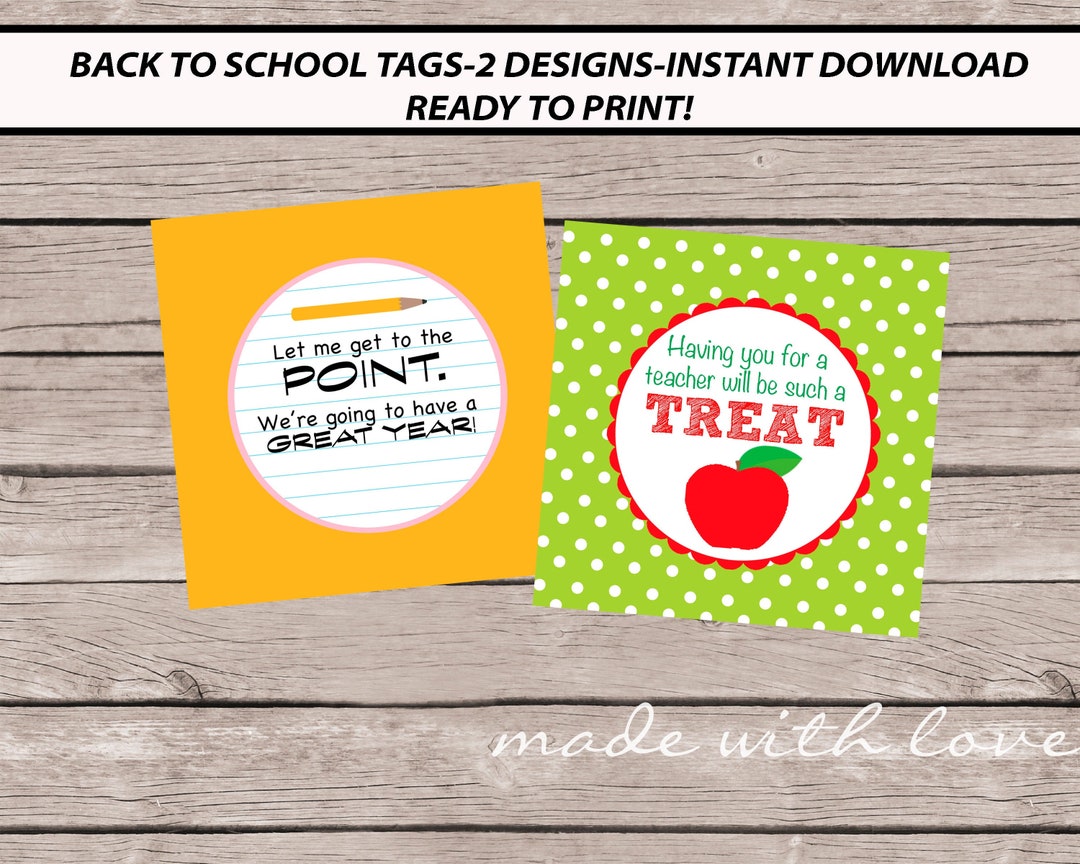 Back to School Tags, Print Yourself Digital Download - Etsy