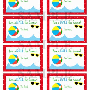 Goody Bag Tags Have a Ball This Summer Printable Digital - Etsy