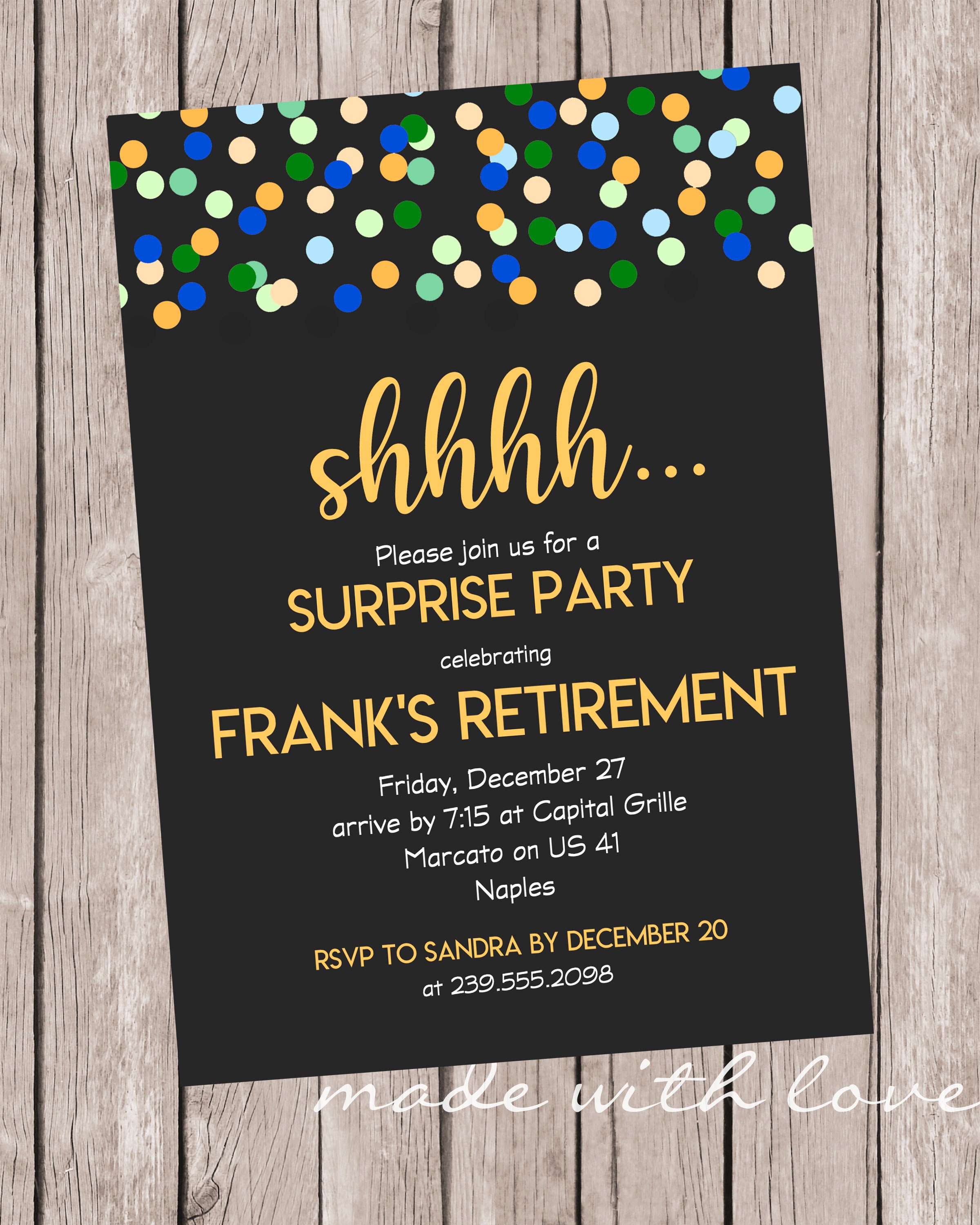 Confetti- A Party Invitation, Personalized and Printable, 5x7 - Etsy