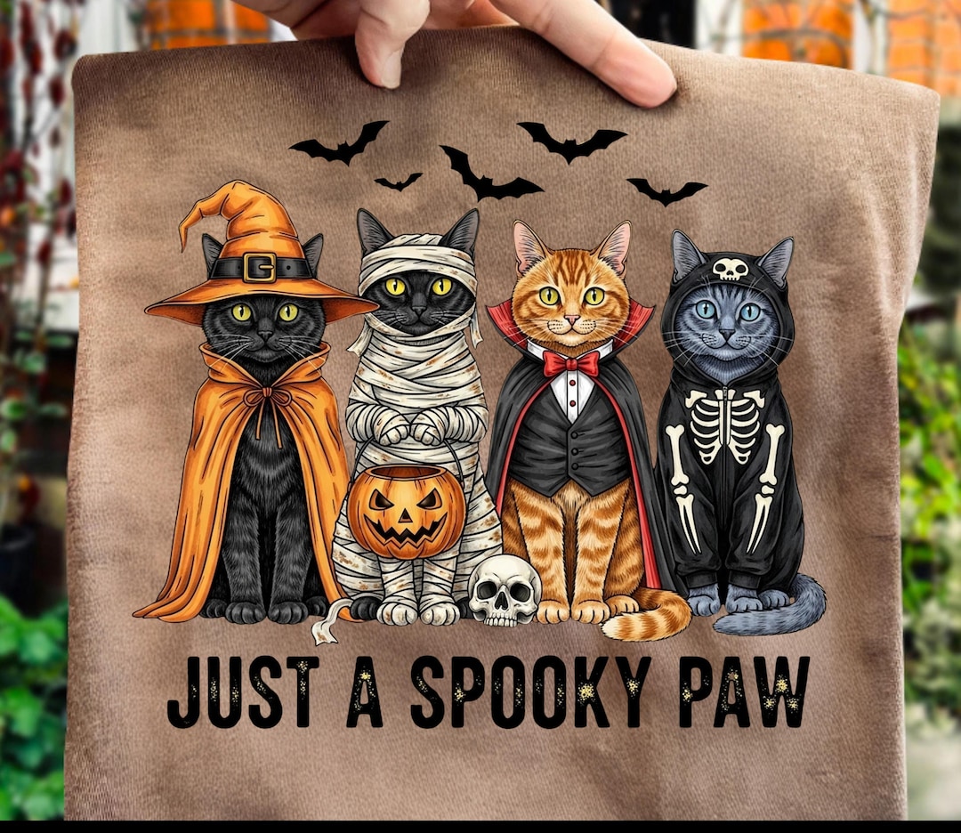 Spooky Cats Halloween Clipart Bundle, Retro Style (PNG) - Etsy