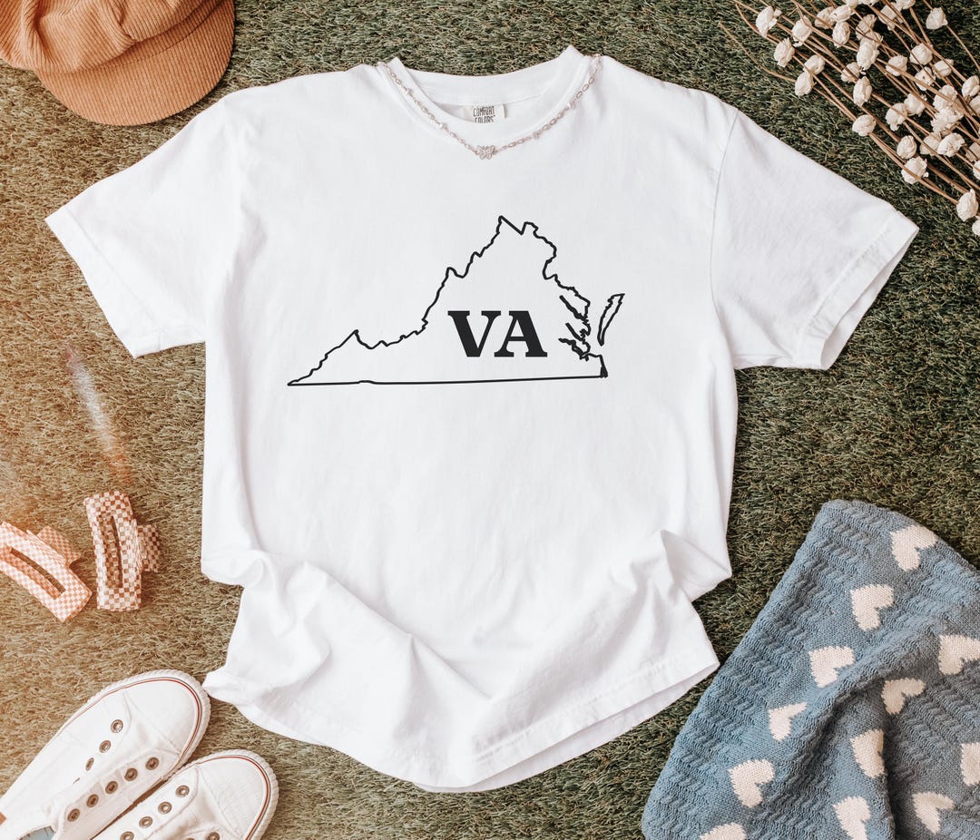 Virginia State Outline Shirt, Comfort Colors VA Tee, Minimalist State ...