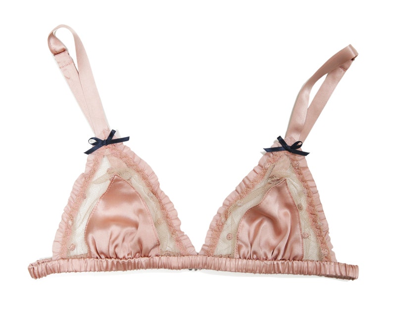 Triangle Bra Silk Pink Bralette Lovesick Triangle Bralette Etsy
