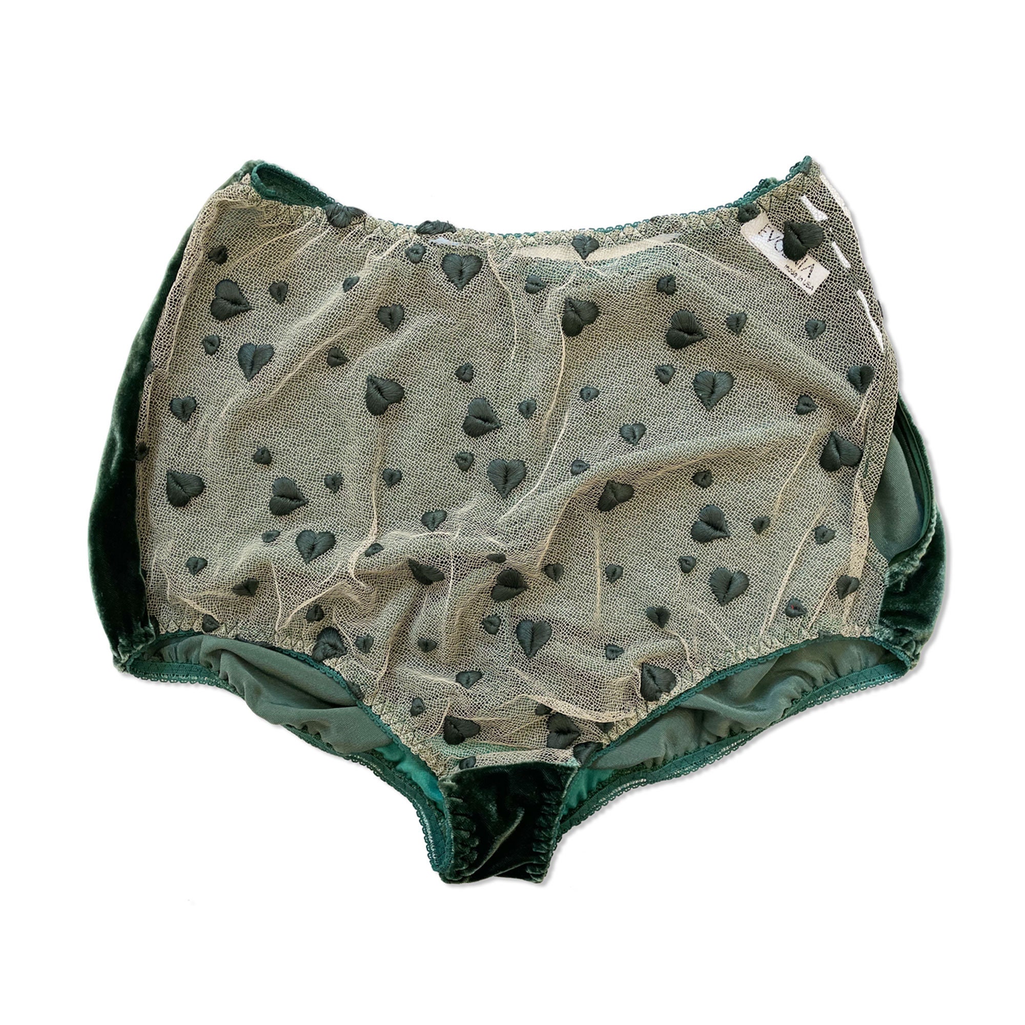 Green Lace Underwear - High Waist Retro 1950s Style Lingerie Panty in ...
