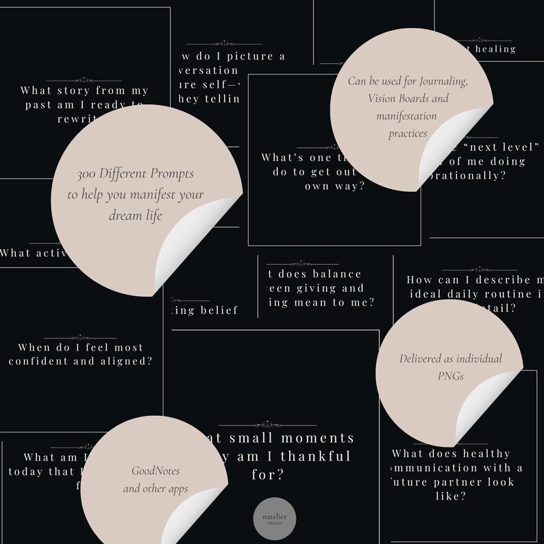 300 Journaling Prompts for Manifestation, Precropped Pngs for ...