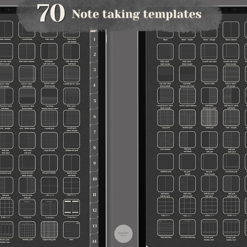 Dark Academia Black Edition Notebook, 70 Templates & 14 Custom Tabs ...