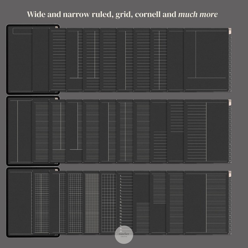 Dark Academia Black Edition Notebook, 70 Templates & 14 Custom Tabs ...