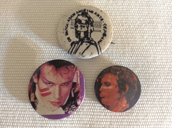 Original Vintage Adam Ant Pin Set of Three Buttons Ba… - Gem