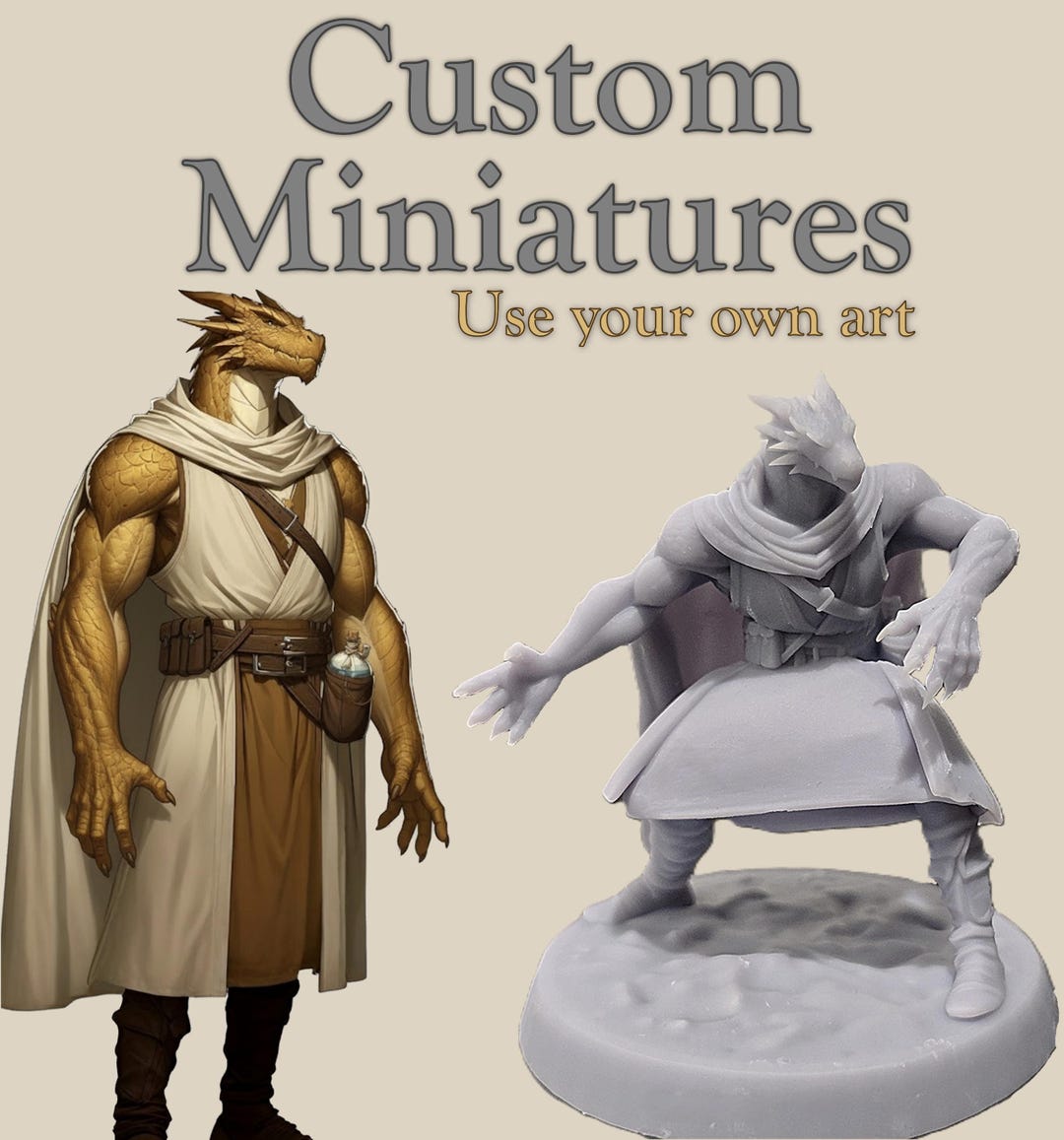 Custom 3D Printed Miniature, D&D Model From Your Art - Etsy