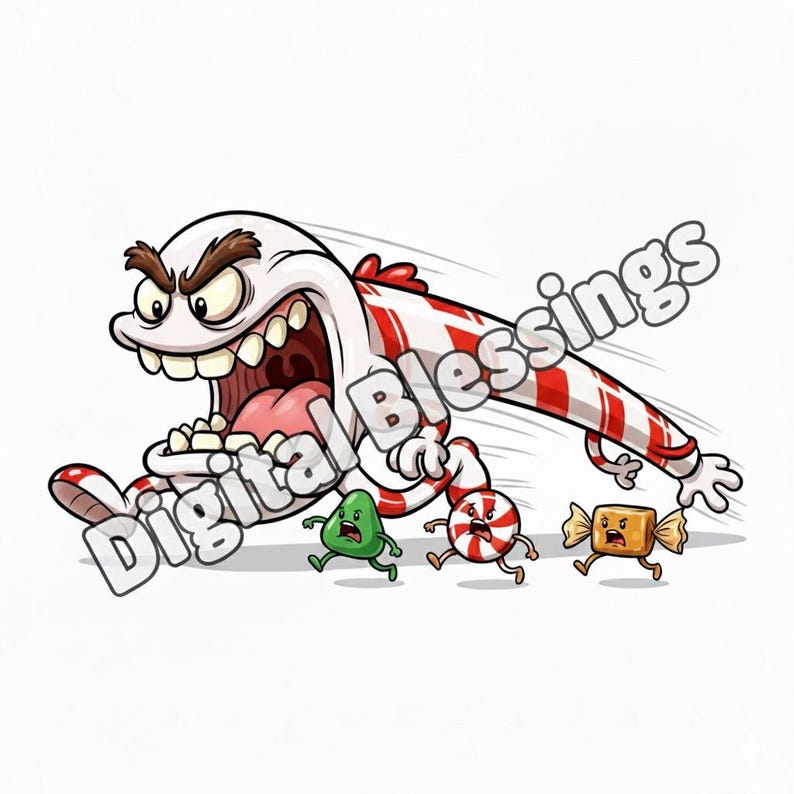 Angry Candy Cane PNG | Funny Christmas Clipart | Running Candy ...