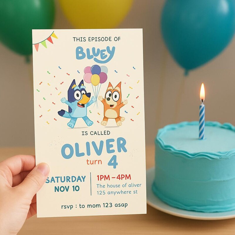 Bluey the Beach Invitation - Etsy