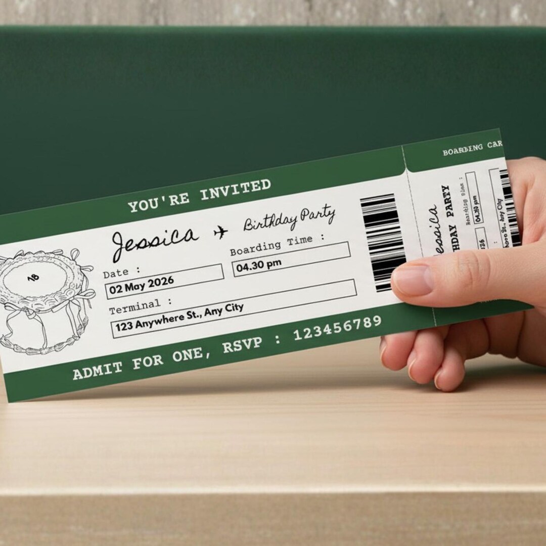 Boarding Pass Birthday Invitation With Sleeve Cover | Travel Theme ...