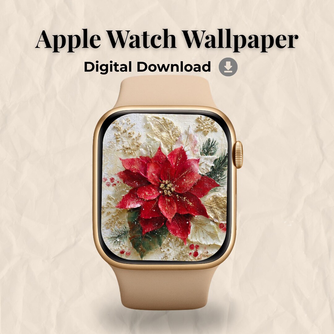 Poinsettia Apple Watch Wallpaper | Christmas Digital Watch Face ...