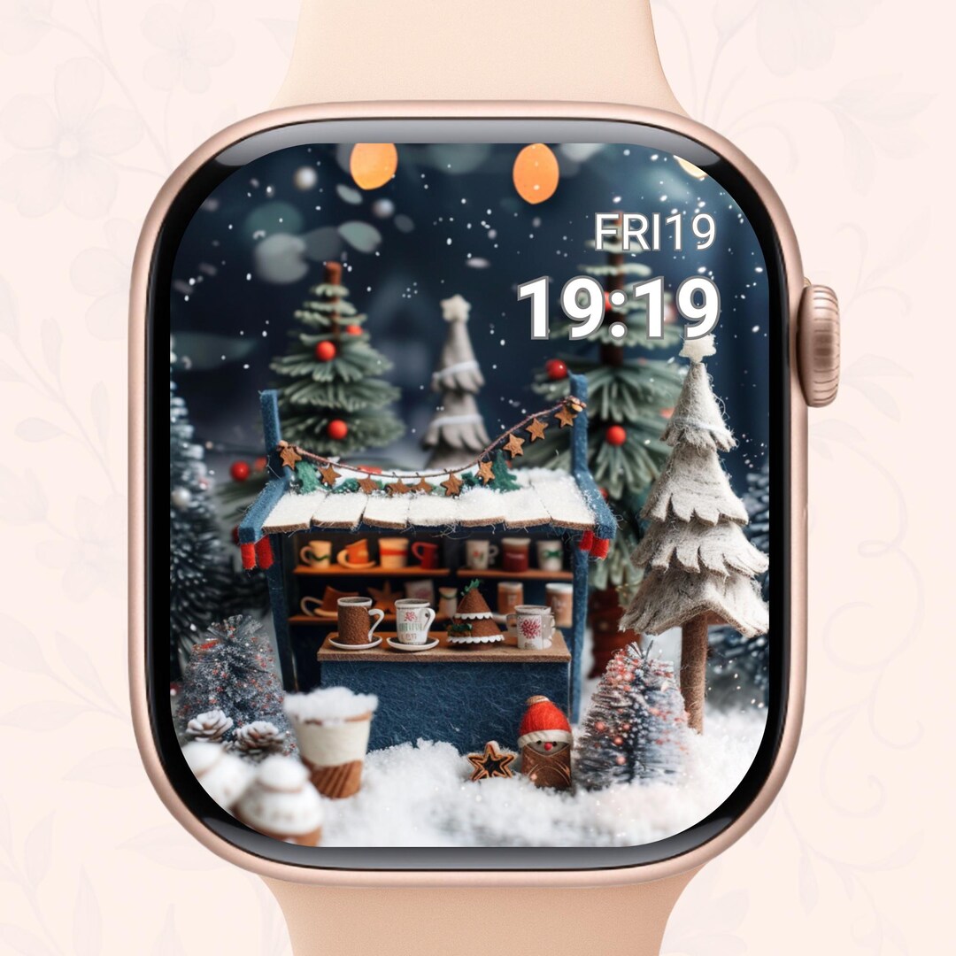 Winter Market Stall Watch Face | Snowy Night Christmas Wallpaper - Etsy