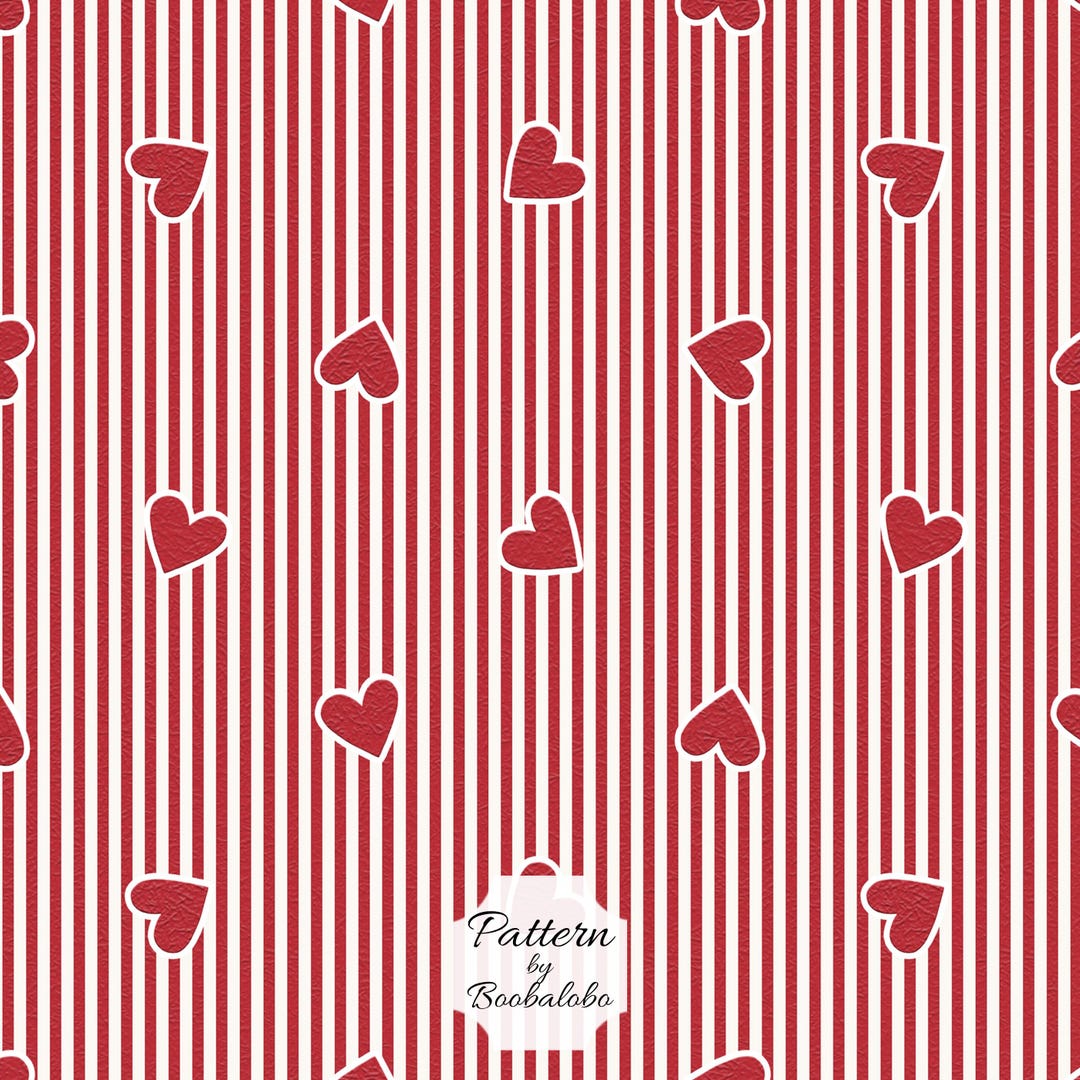 Red Hearts on Stripes Seamless Pattern - Preppy Valentines Day ...