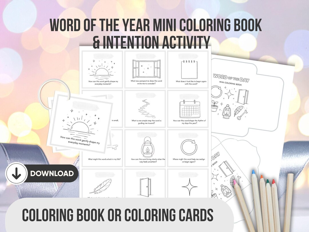 Word of the Year Mini Coloring Book Intention Activity - Etsy