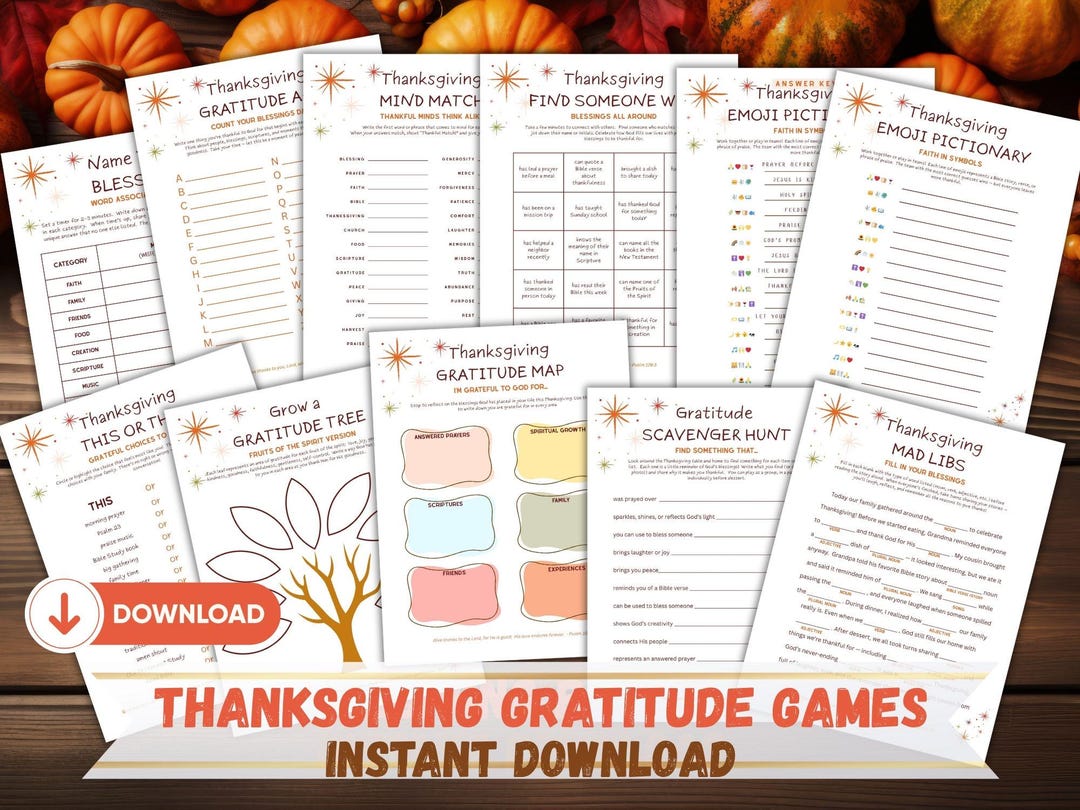 Thanksgiving Gratitude Game Printable PDF | Faith-based Thanksgiving ...
