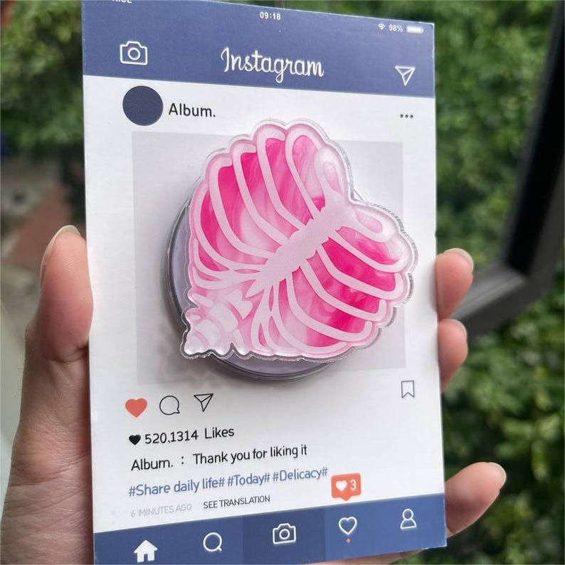 Cute Pink Bones Magsafe Phone Grip: Halloween Magnetic Phone Holder ...