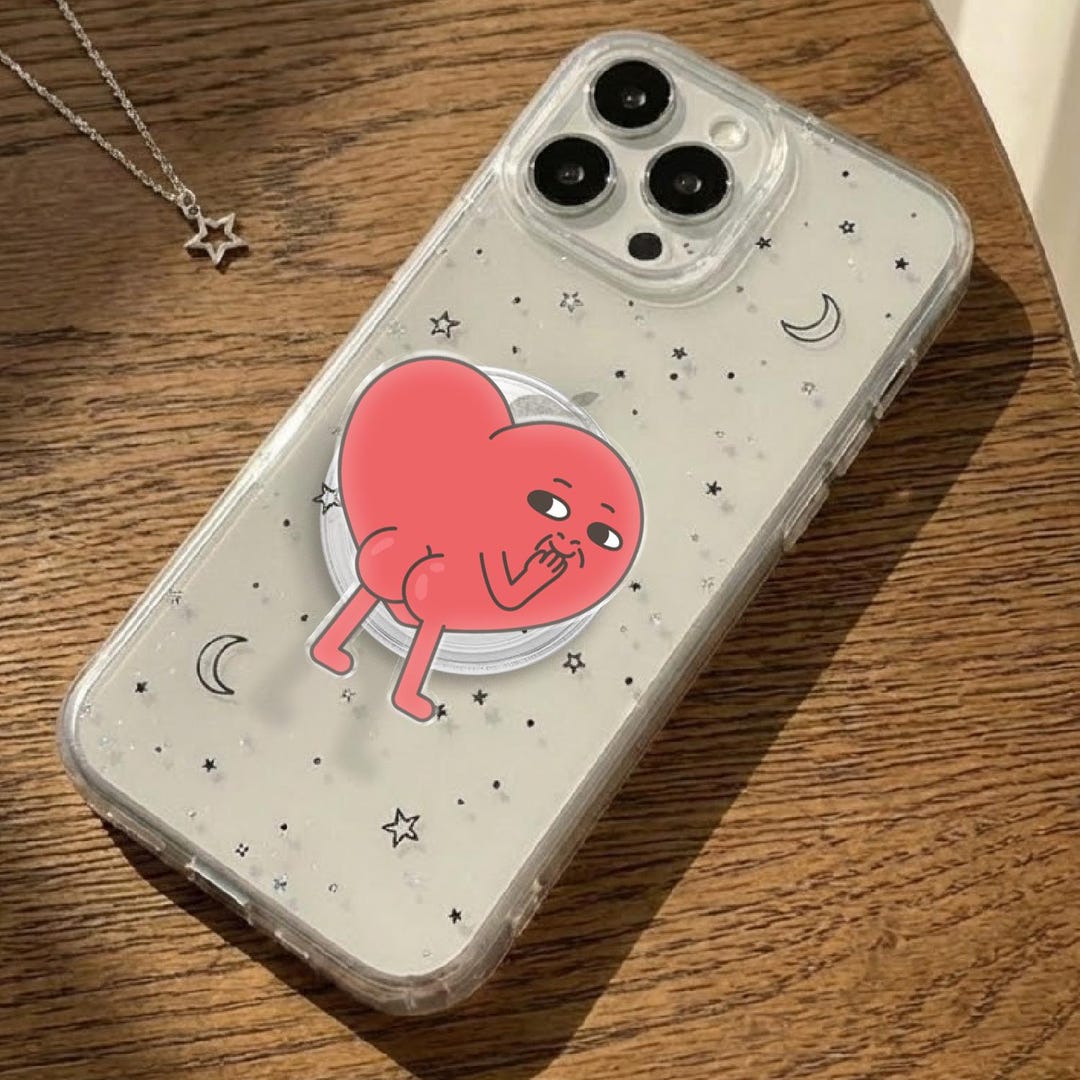 Cheeky Heart Phone Grip – Funny Kawaii Popsocket, Cute Phone Accessory ...