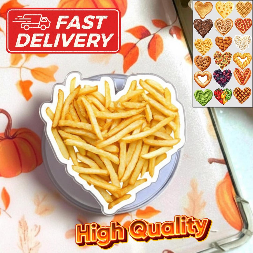 Heart-shaped French Fries Phone Grip – Fun Food Phone Stand, High ...