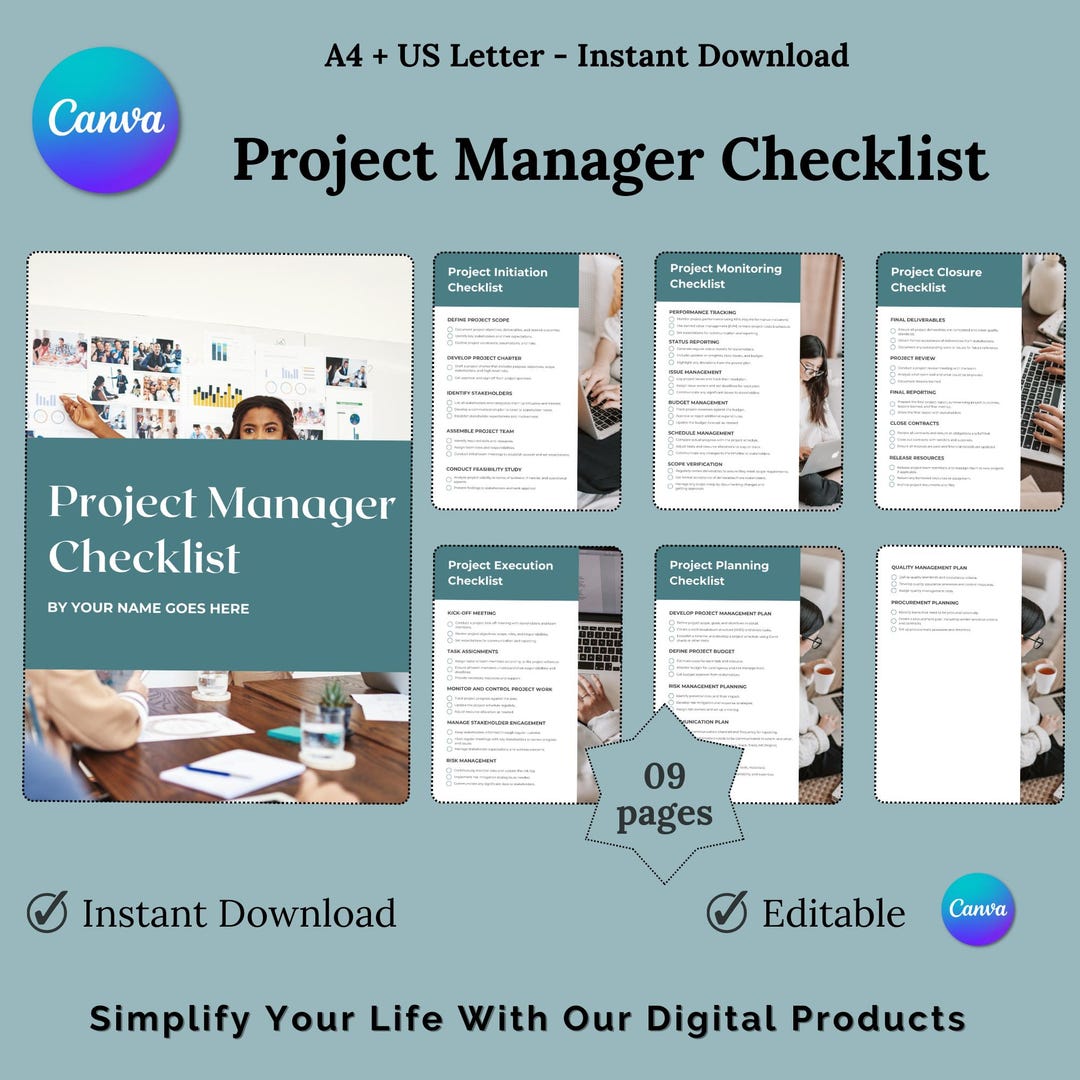 Project Manager Checklist, Business Planning Guide, Task Management ...