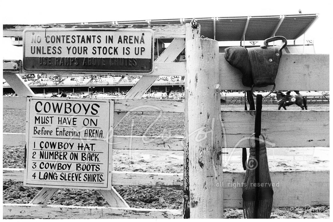 Arena Rules Sign, Cheyenne Frontier Days Rodeo Arena by Bucking Chutes ...