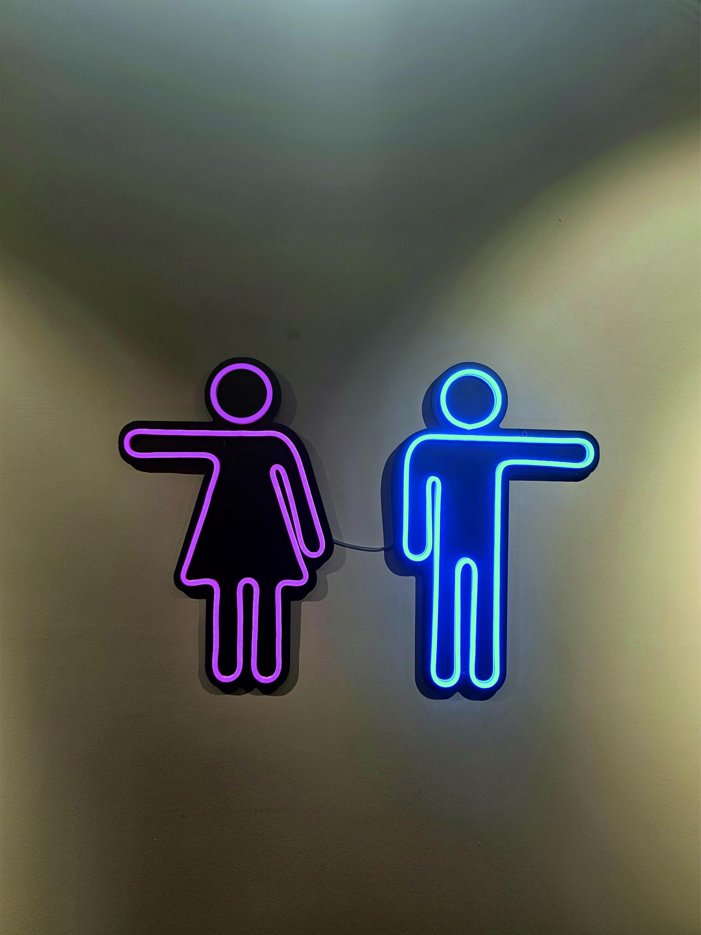 Neon LED WC Sign | Restroom Men Women Direction Light | Decorative ...