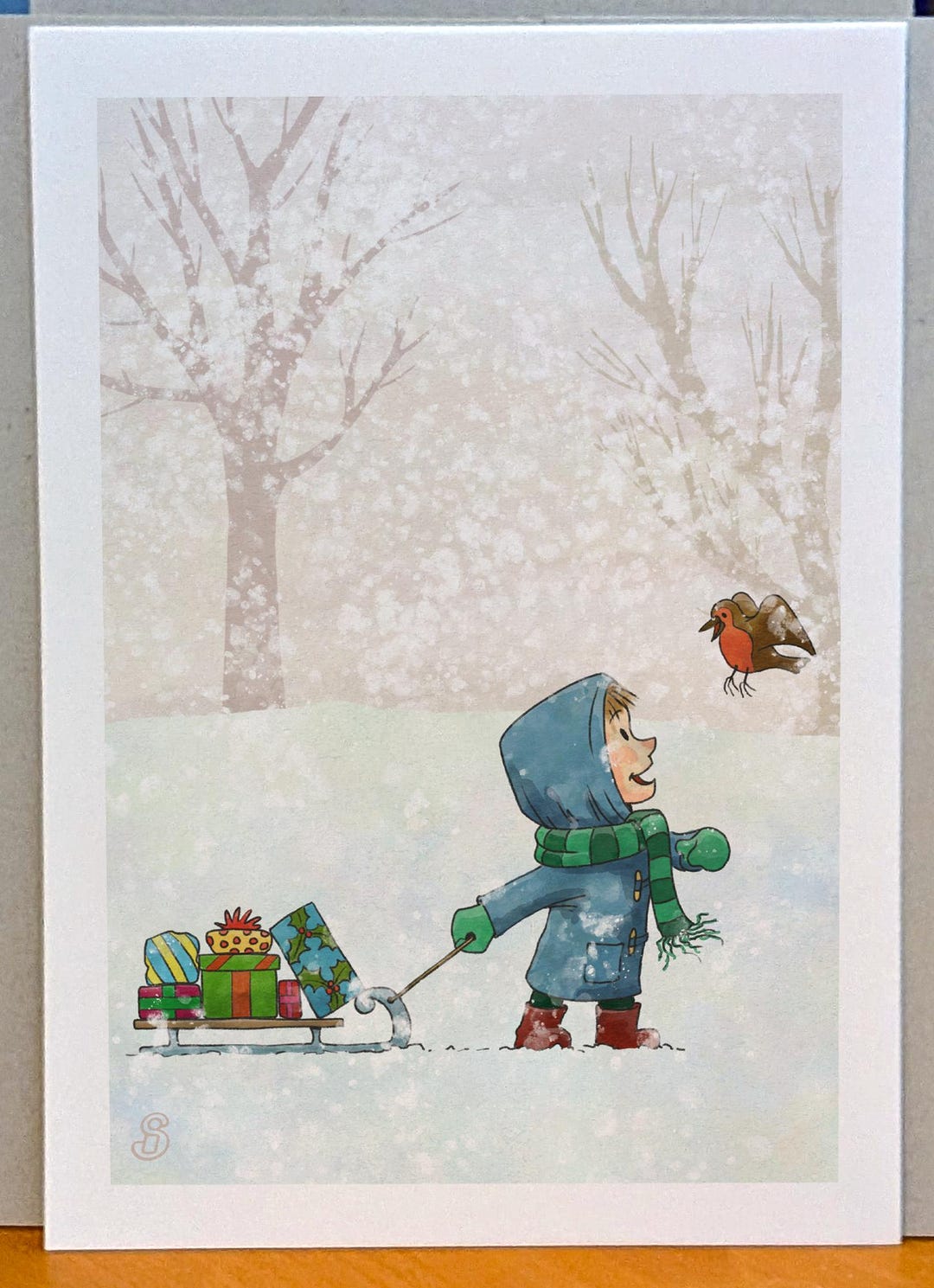 Merry Christmas, Robin, an A4 Print on Quality Archive Paper (8.3 X 11. ...