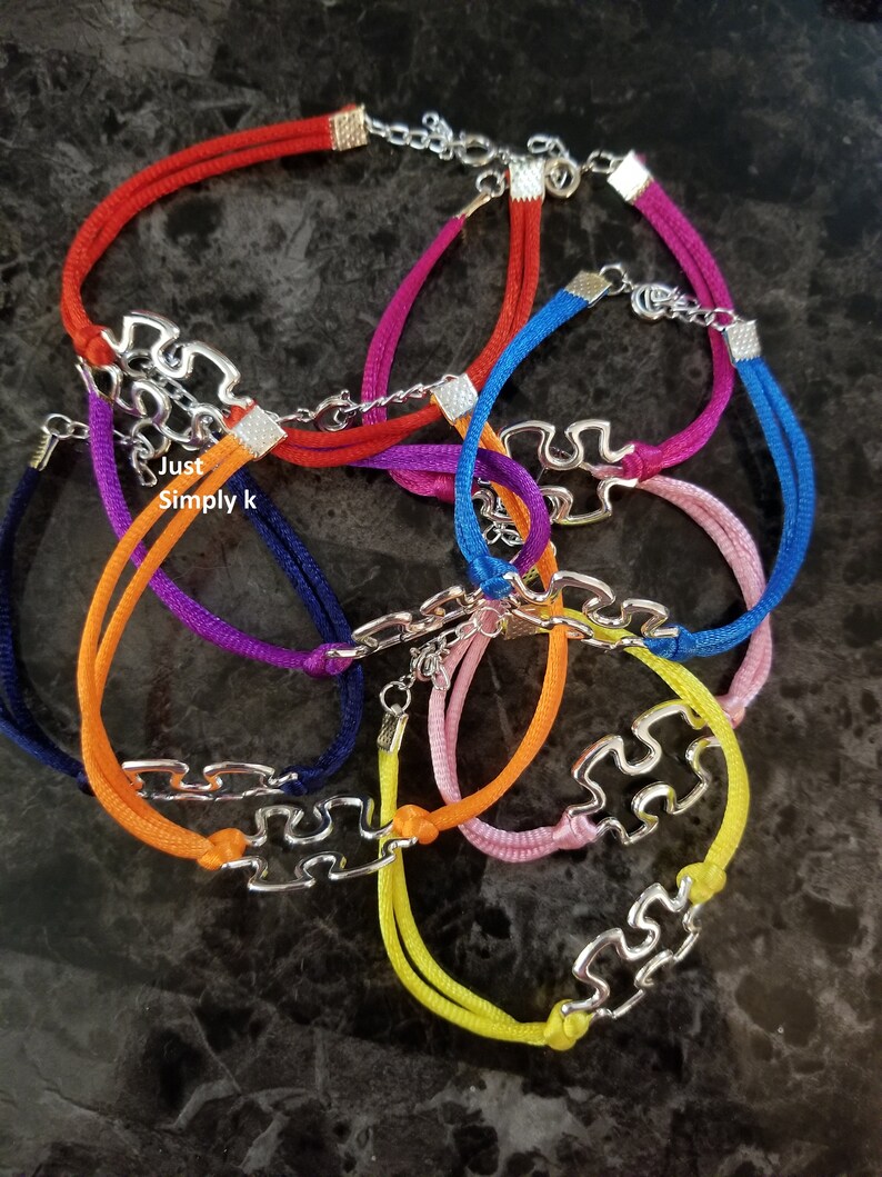 Autism Puzzle Bracelets, Autism Charm Bracelet - Etsy