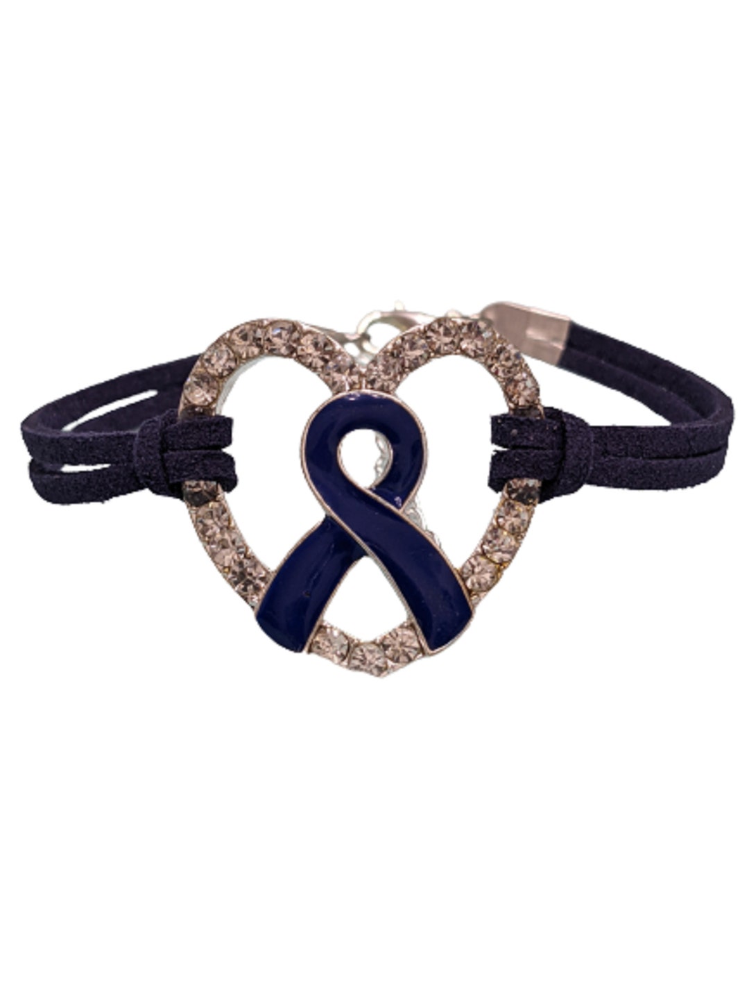 Stand Against Human Trafficking: Silver Heart Bracelet With Blue-ribbon ...