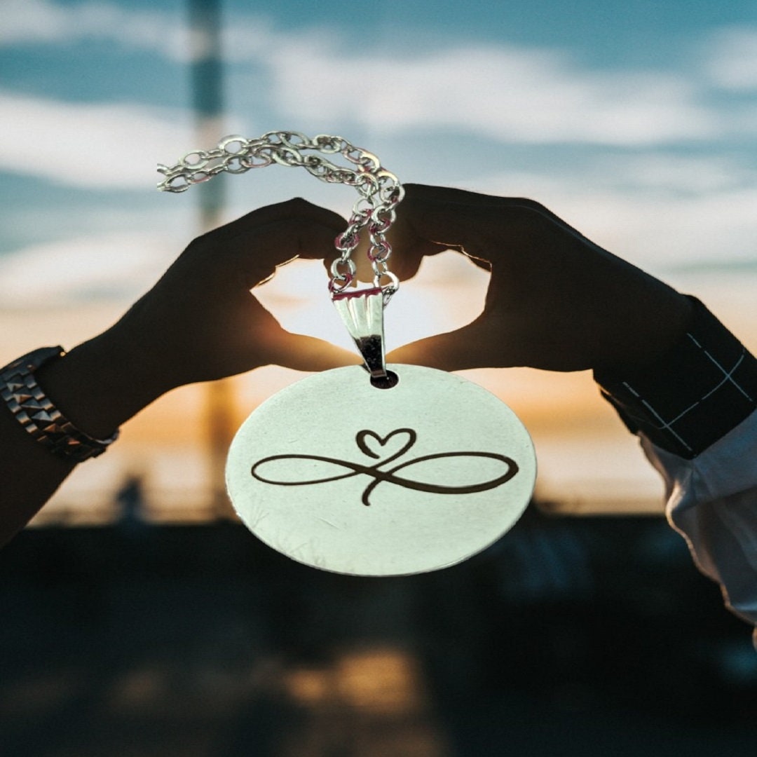 Stainless Steel Infinity Symbol Necklace With Heart Charm - Laser ...