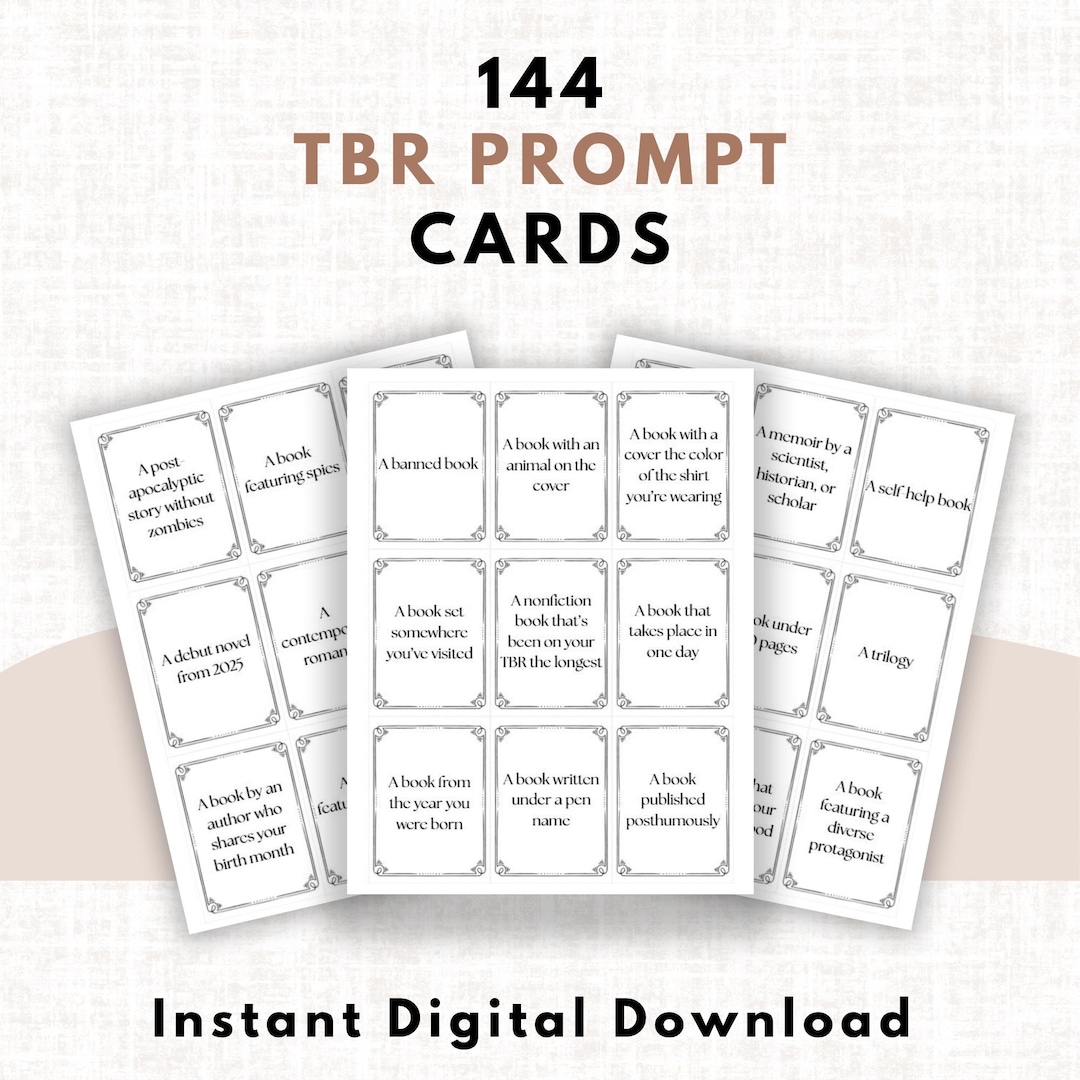 144 TBR Prompt Cards Printable (digital Download) | Reading Challenge ...