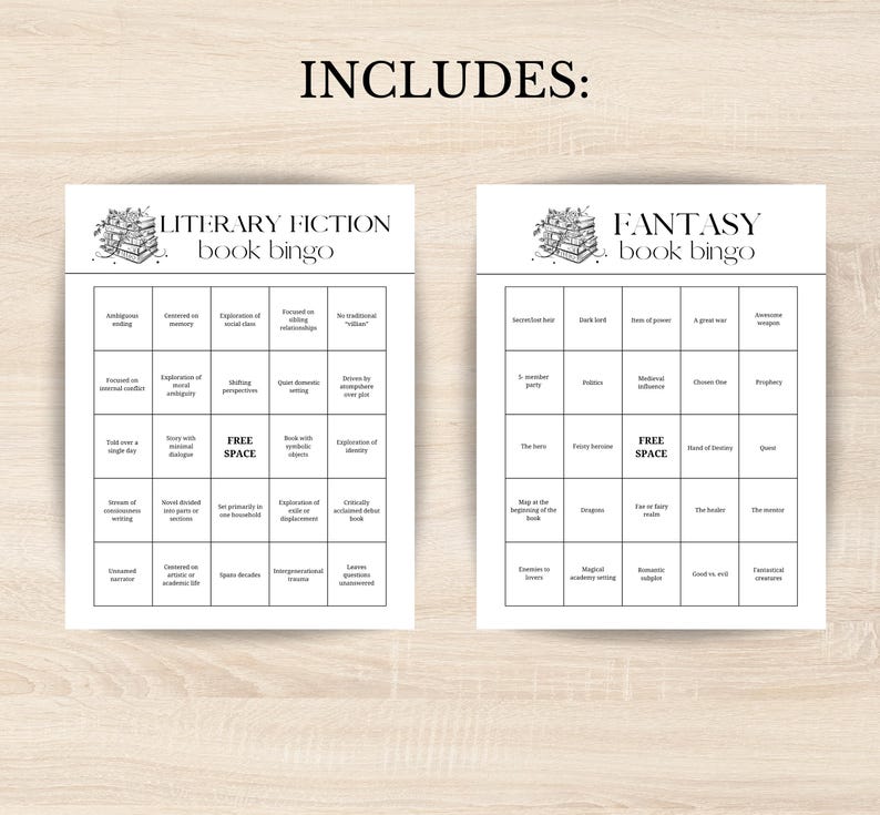 Genre Book Bingo Printable Set | Romantasy Reading Challenge | Book ...